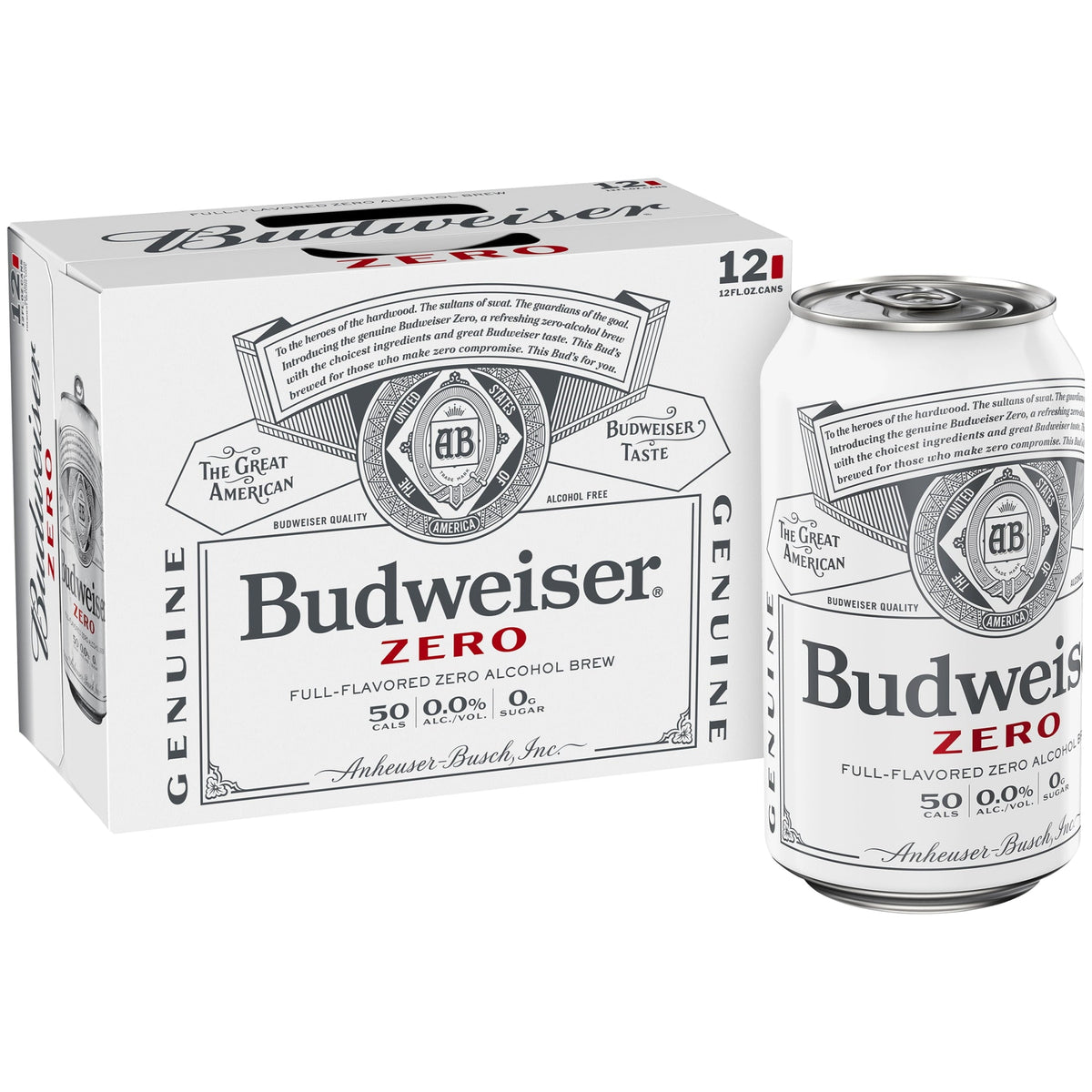 Budweiser Zero Non-Alcoholic Beer, 12 Pack 12 fl. oz. Cans, 0.0% ABV ...