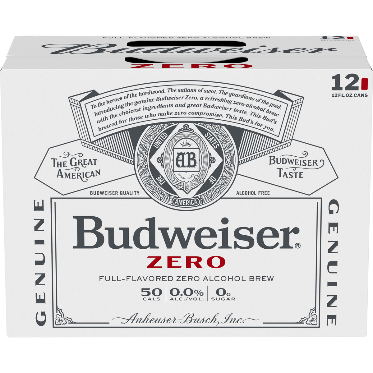 Budweiser Zero Non-Alcoholic Beer, 12 Pack 12 fl. oz. Cans, 0.0% ABV ...
