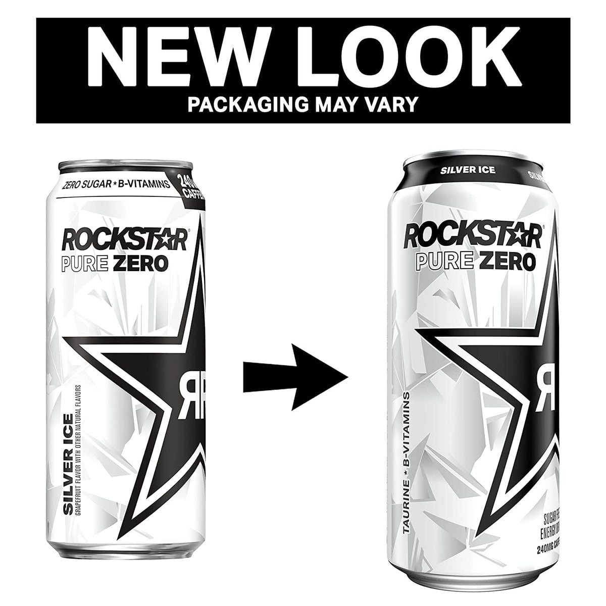 Rockstar Pure Zero Energy Drink, Silver Ice, 16 fl oz – Snacks jo